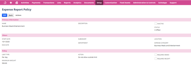Establishing an Expense Report Policy In NetSuite